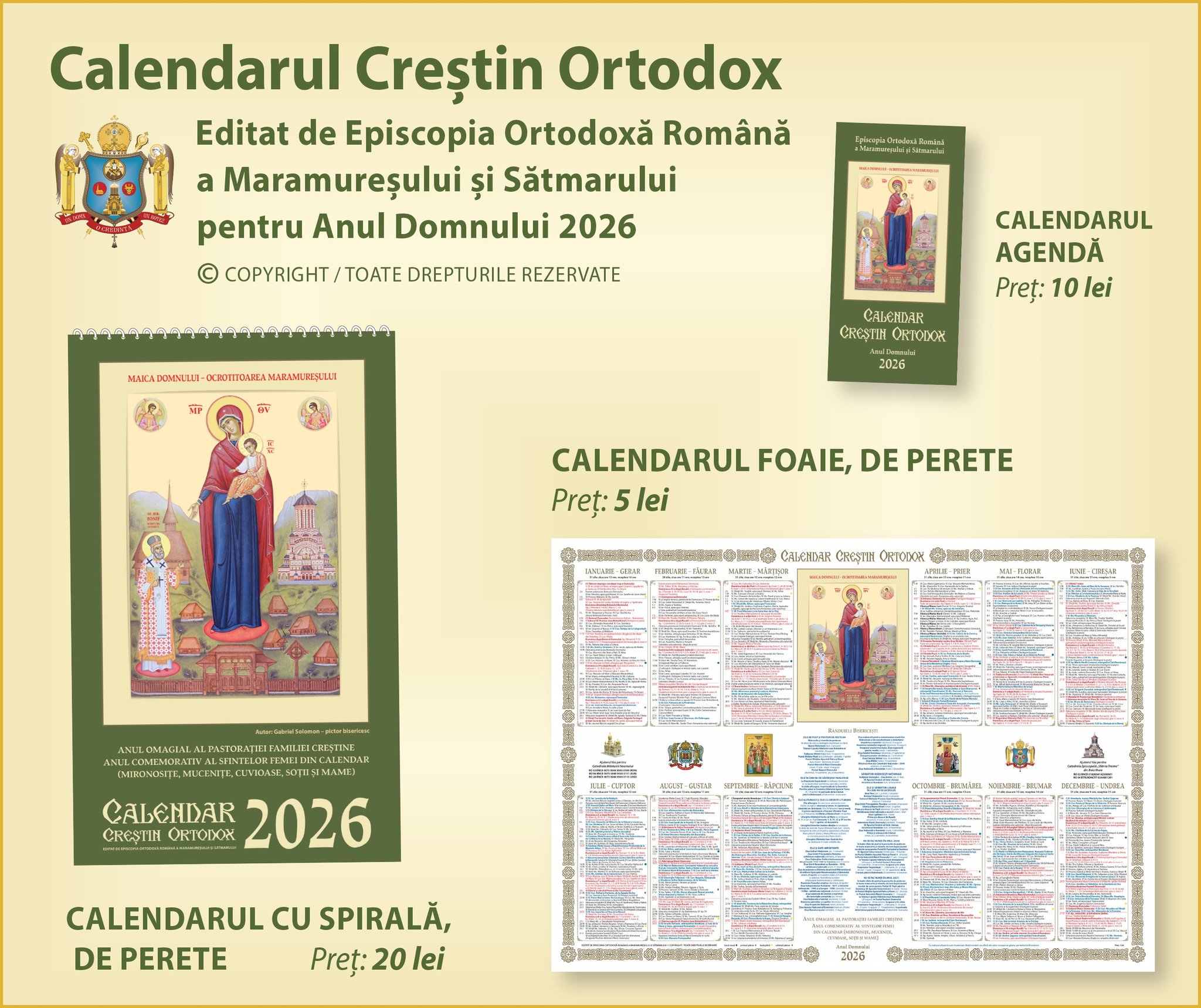 A apărut noul calendar Creștin-Ortodox pe anul 2026 – Maramures Online